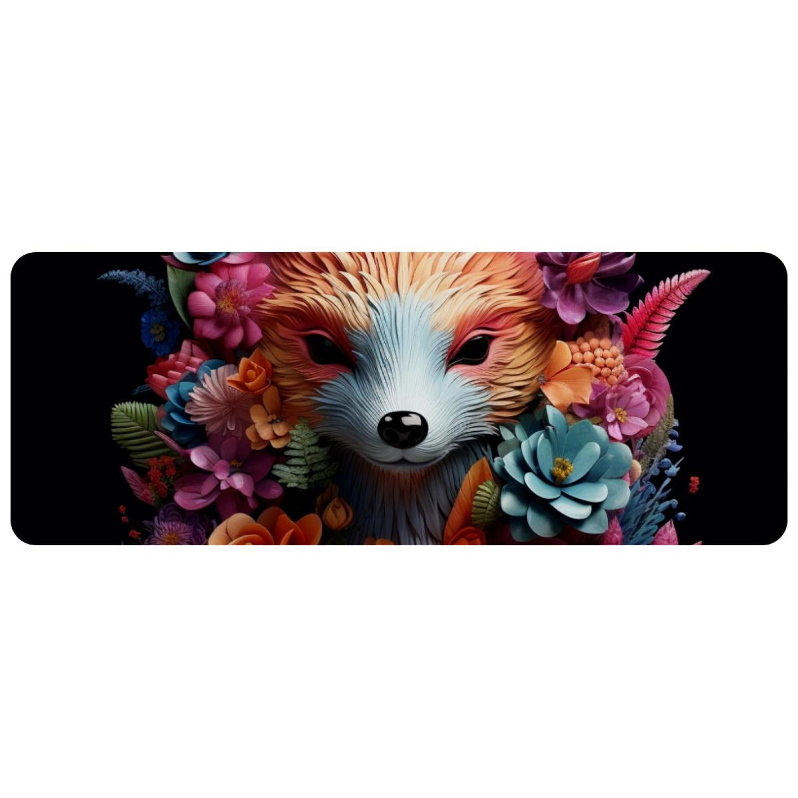 Floral Animal Fox Mouse Pad for Wireless Mouse Home Office Desk Laptop ...