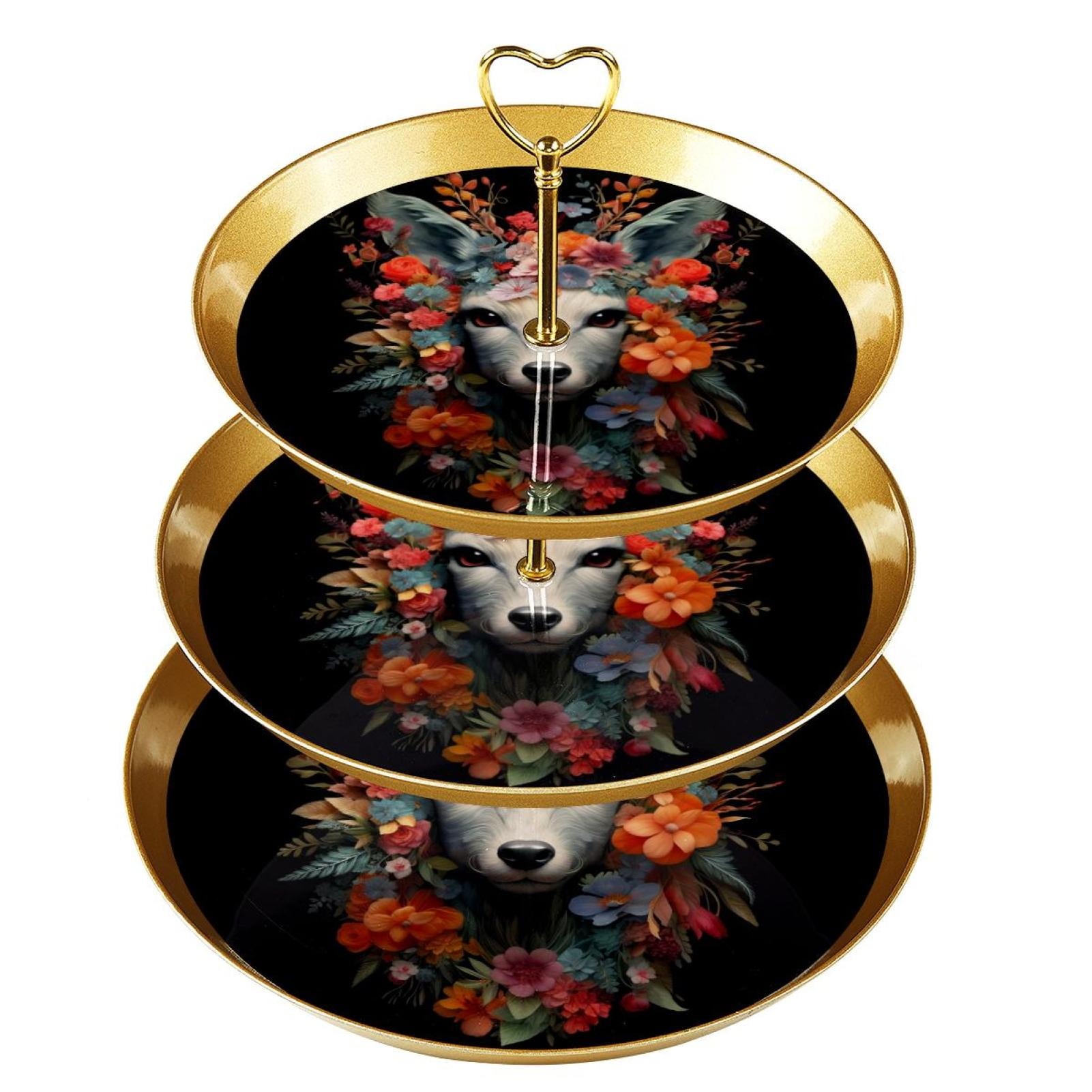 Floral Animal Modern Plastic Discs Iron Pillar Dessert Table Stand ...