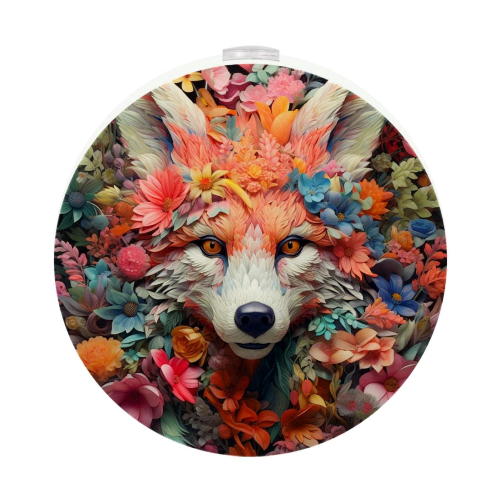 Floral Animal Stylish Circular Night Lights - 2 Pack with Induction ...