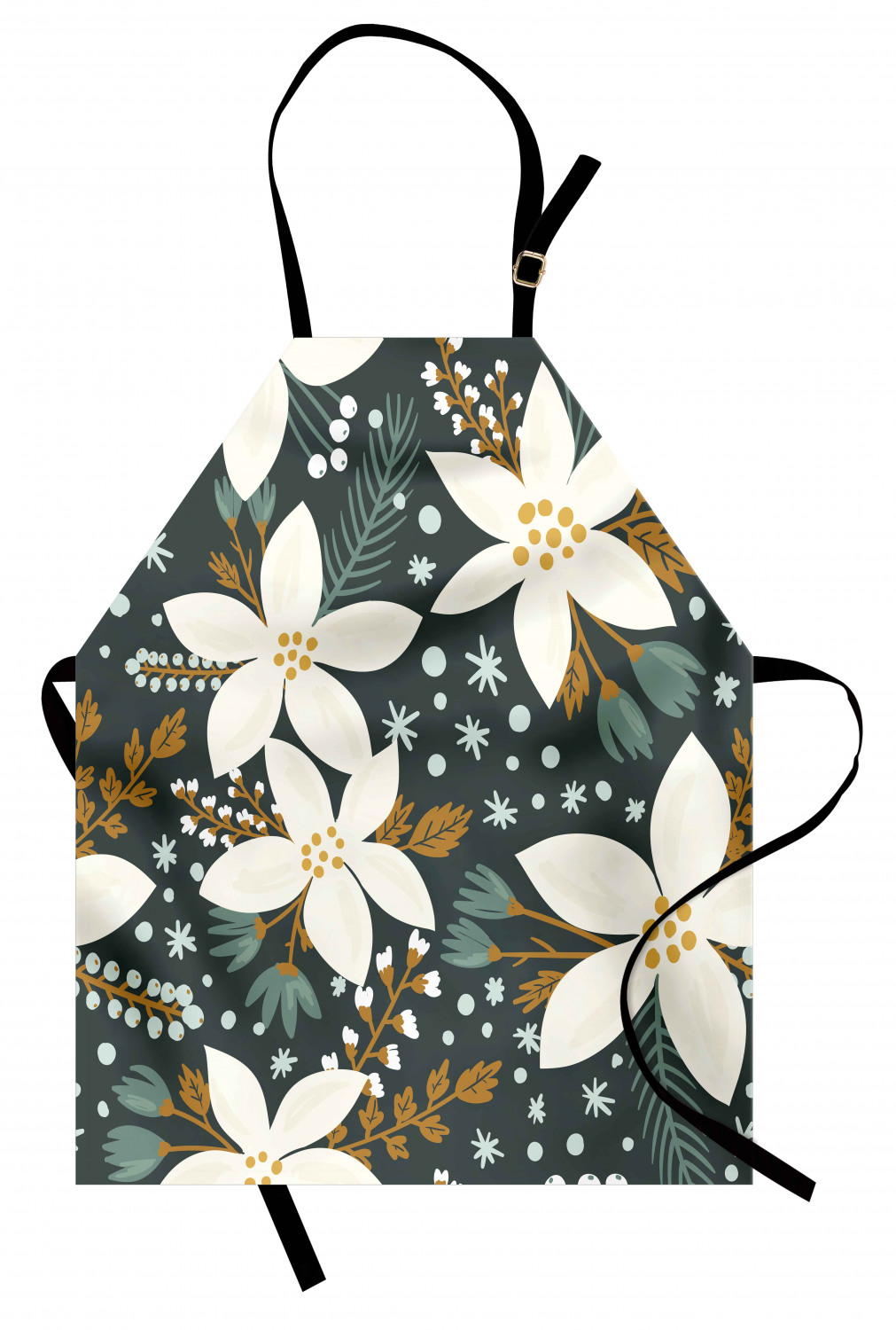 Floral Apron Hand Drawn Poinsettia Flowers Garden Blossoms Hawaiian ...