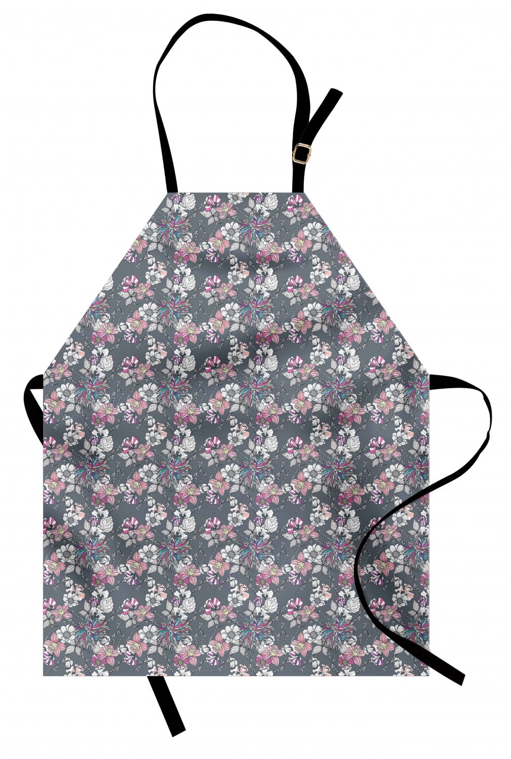 Floral Apron, Ornamental Design of Fuzzy Dahlia Orchid and Daisy in ...