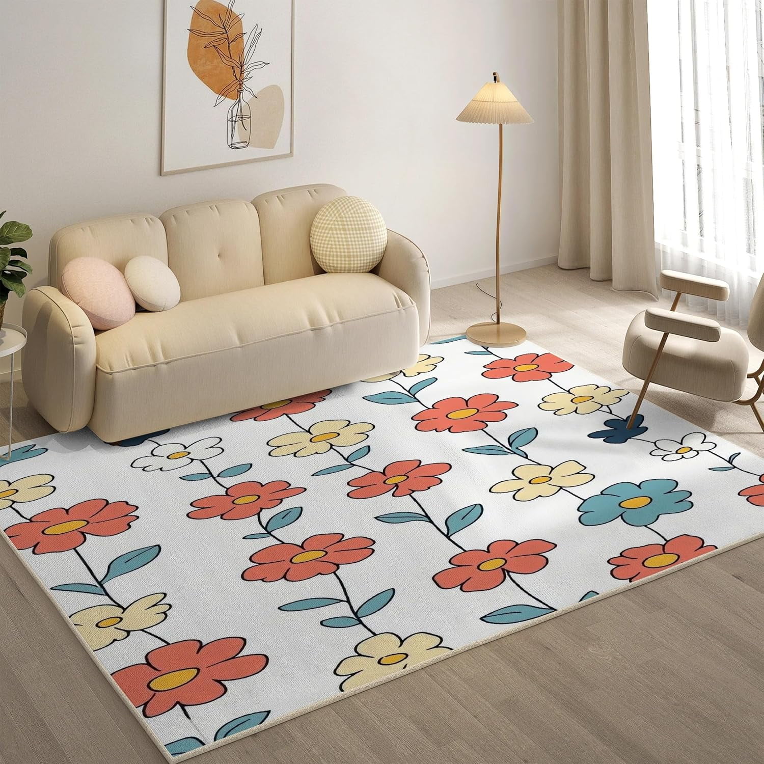 Floral Area Rugs Beautiful Carpet Floral - Washable Rug, Non Slip Rugs ...