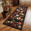 Black Floral Runner Rug 2x8ft - Boho Rug Pet Friendly Washable Kitchen ...