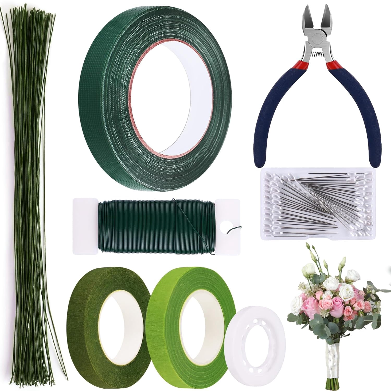 Floral Arrangement Kit with Floral Tape, 26 Gauge Floral Stem Wire, 22 ...