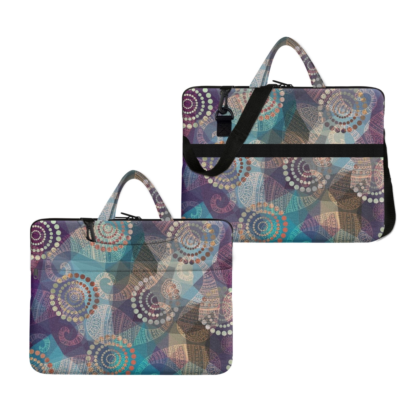 Floral Art 13-15 Inch Laptop Bag,Multifunctional Fabric Laptop Case ...