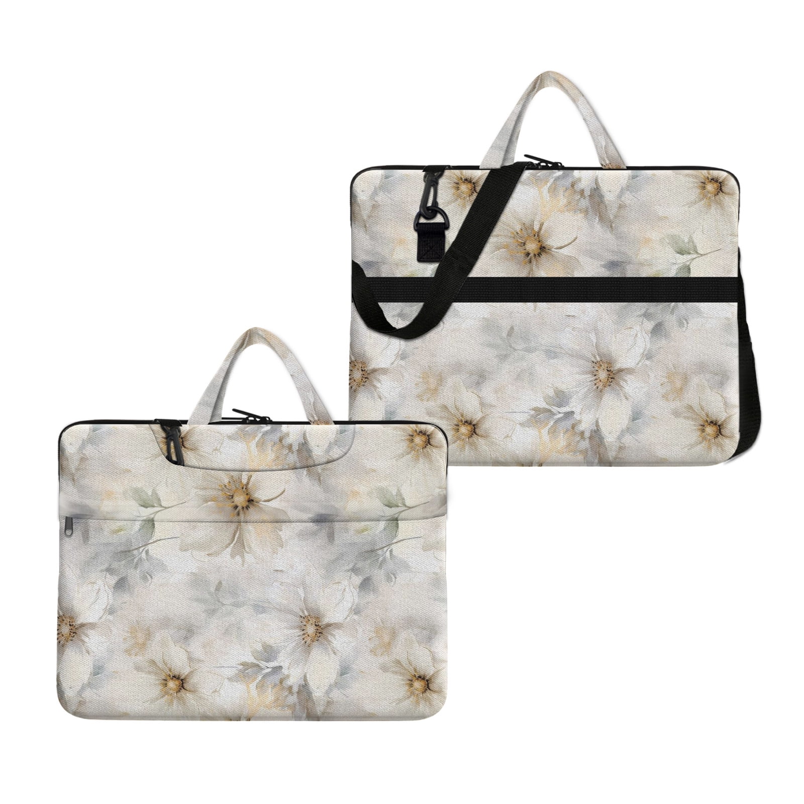 Floral Art 13-15 Inch Laptop Bag,Multifunctional Fabric Laptop Case ...