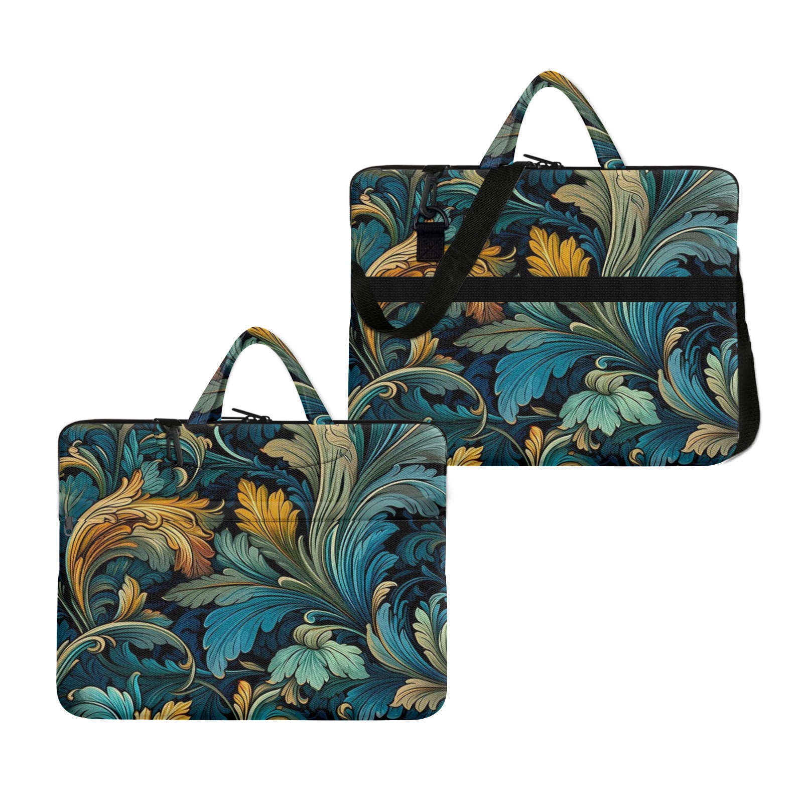 Floral Art 13-15 Inch Laptop Bag,Multifunctional Fabric Laptop Case ...