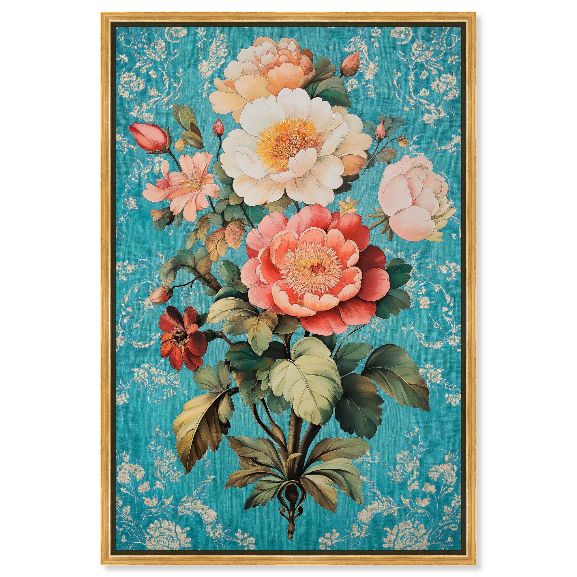 Floral Azure Ascent II Canvas Romantic Floral Art by Art Remedy, Gold ...
