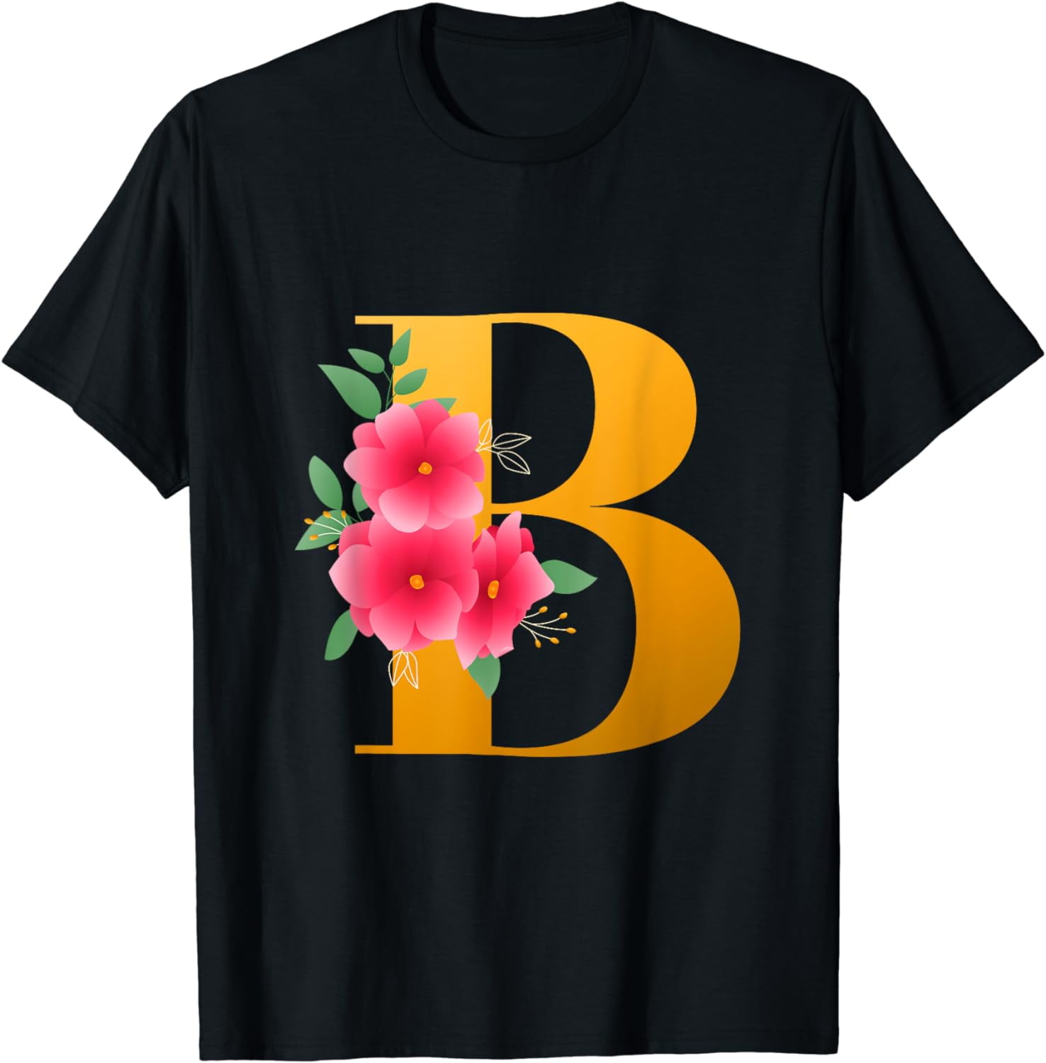 Floral B Alphabet Cute Initial Monogram Letter B Graphic T-Shirt ...