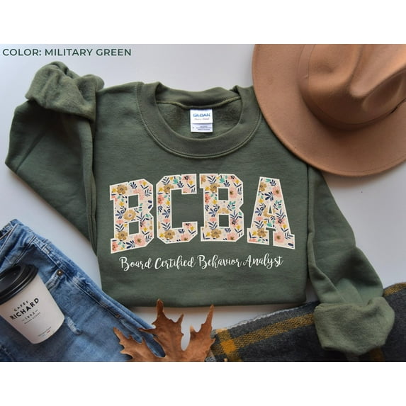 Floral BCBA Sweathirt, Board Certified Behavior Analyst TShirt, Autism ...