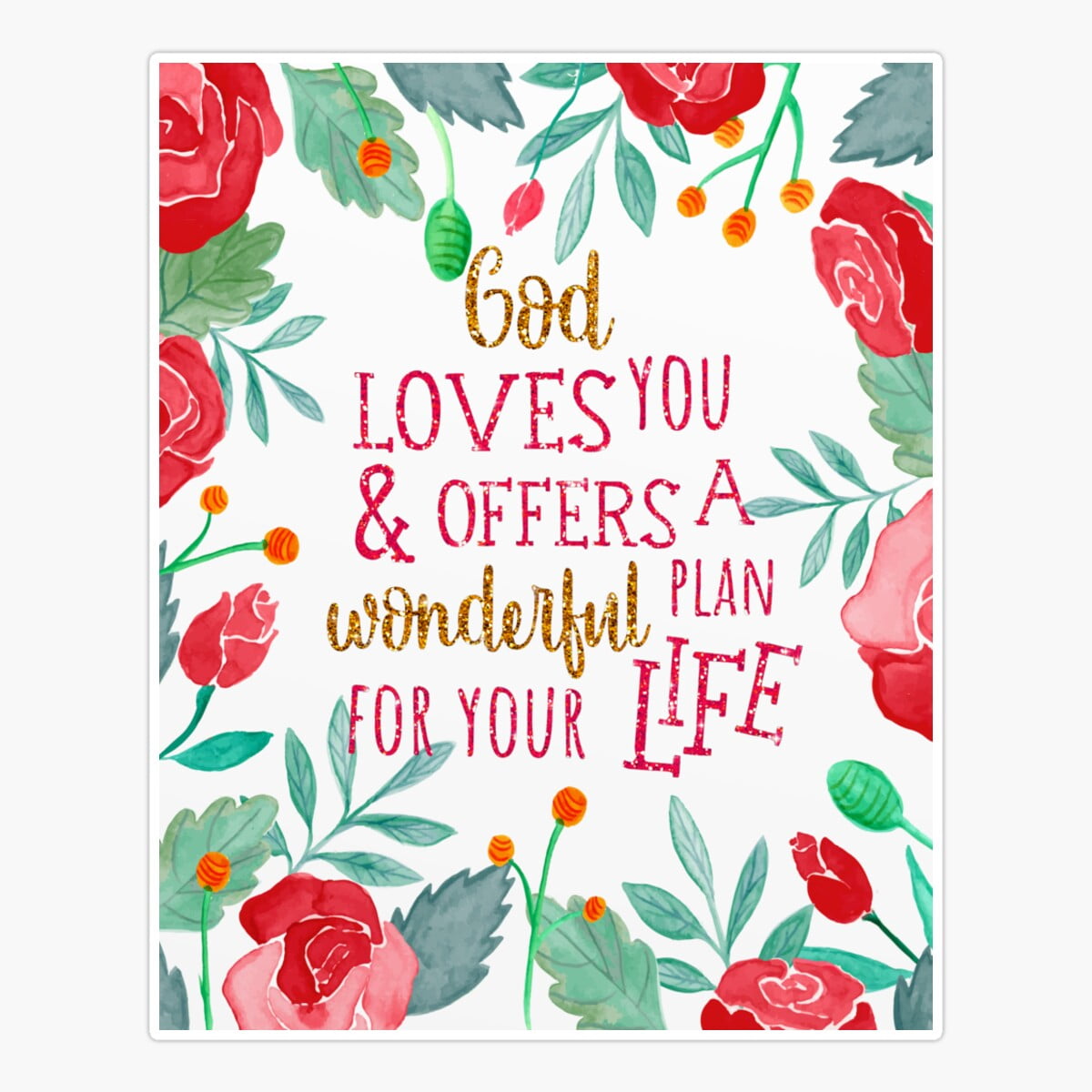 Floral Background Bible Quotes Sticker - Walmart.com