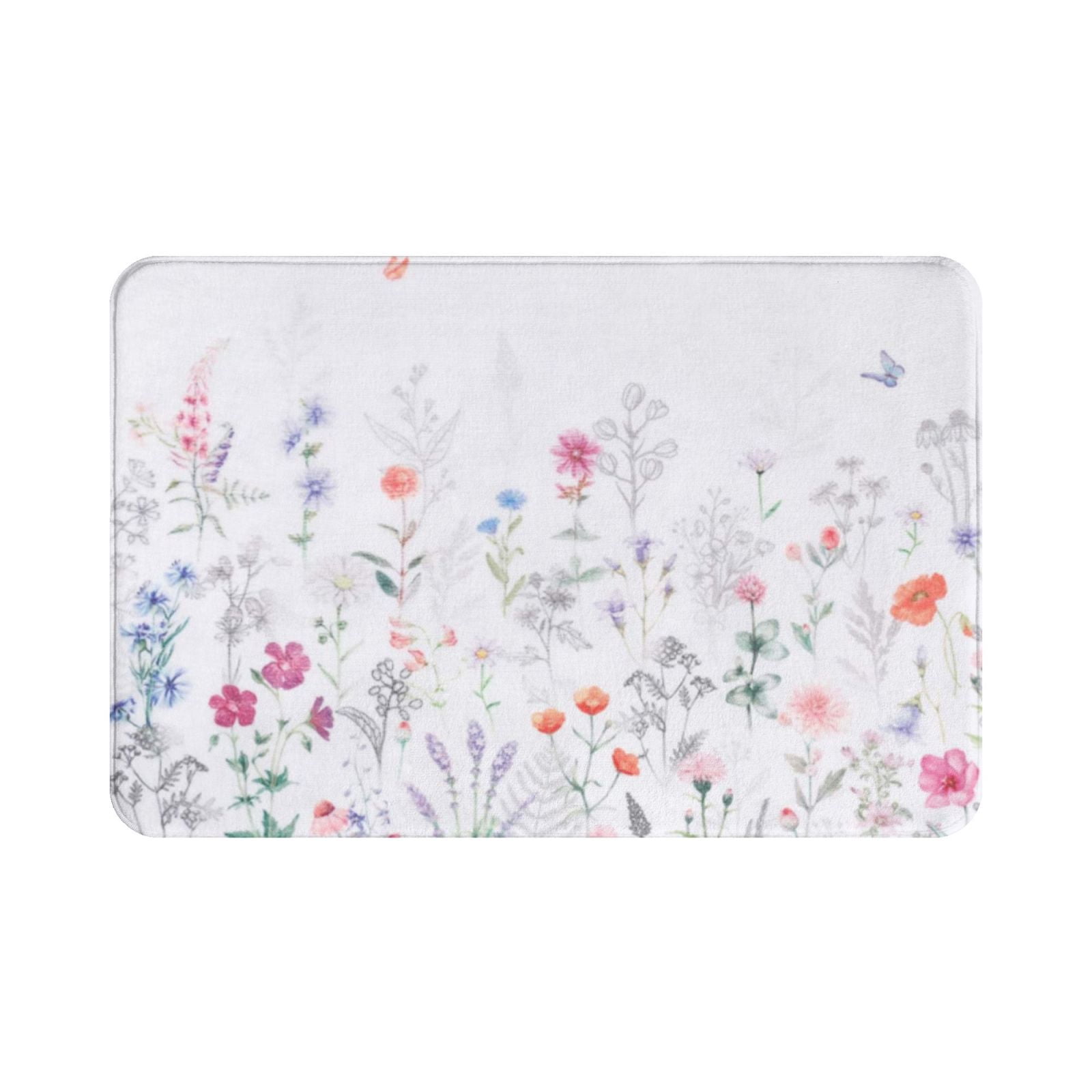 Floral Bath Mat Flower Bathroom Rugs Colorful Non-Slip Bath Rugs Super ...