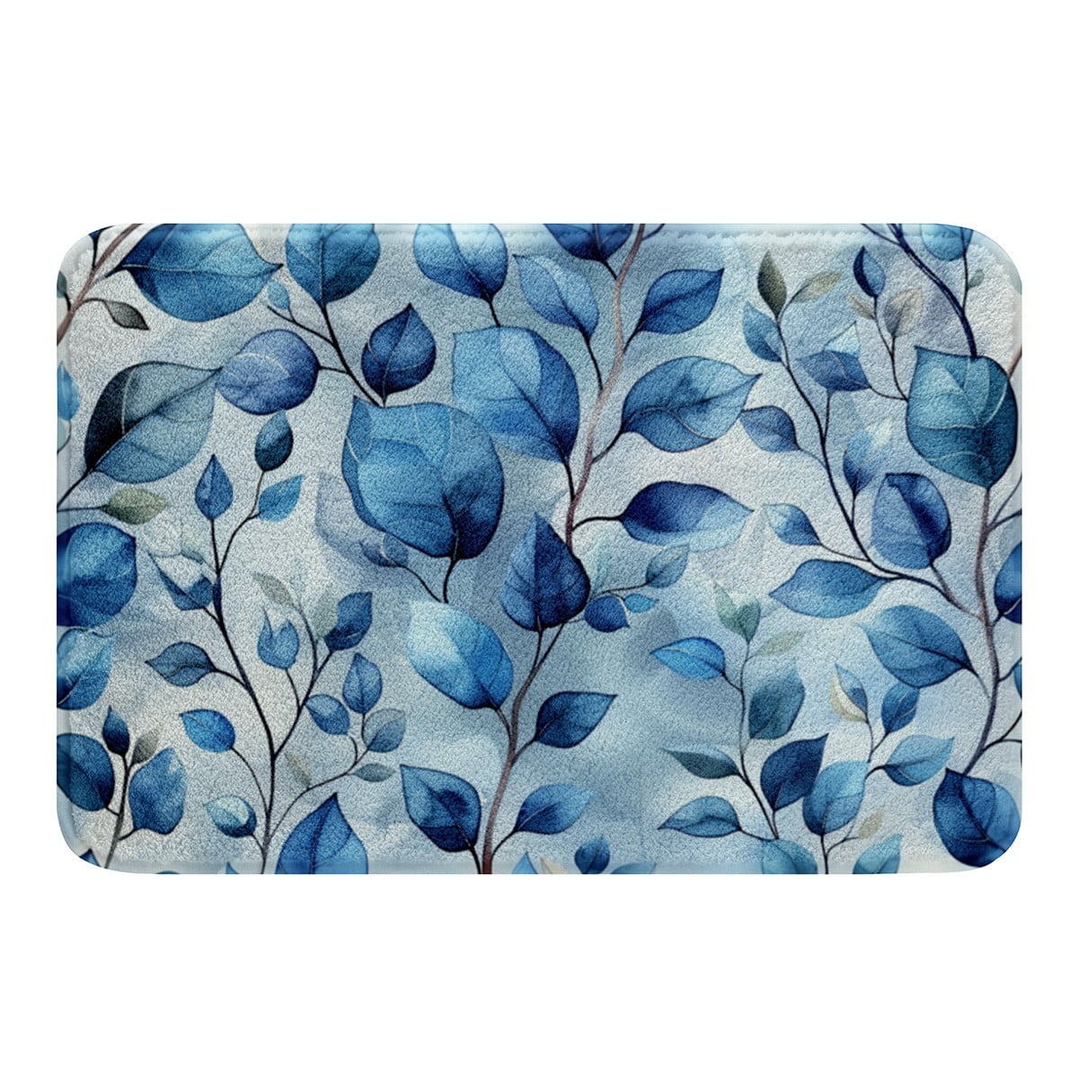 Floral Bathroom Rugs Blue Leaf Print 20"X 32" Doormats Floor Mats ...