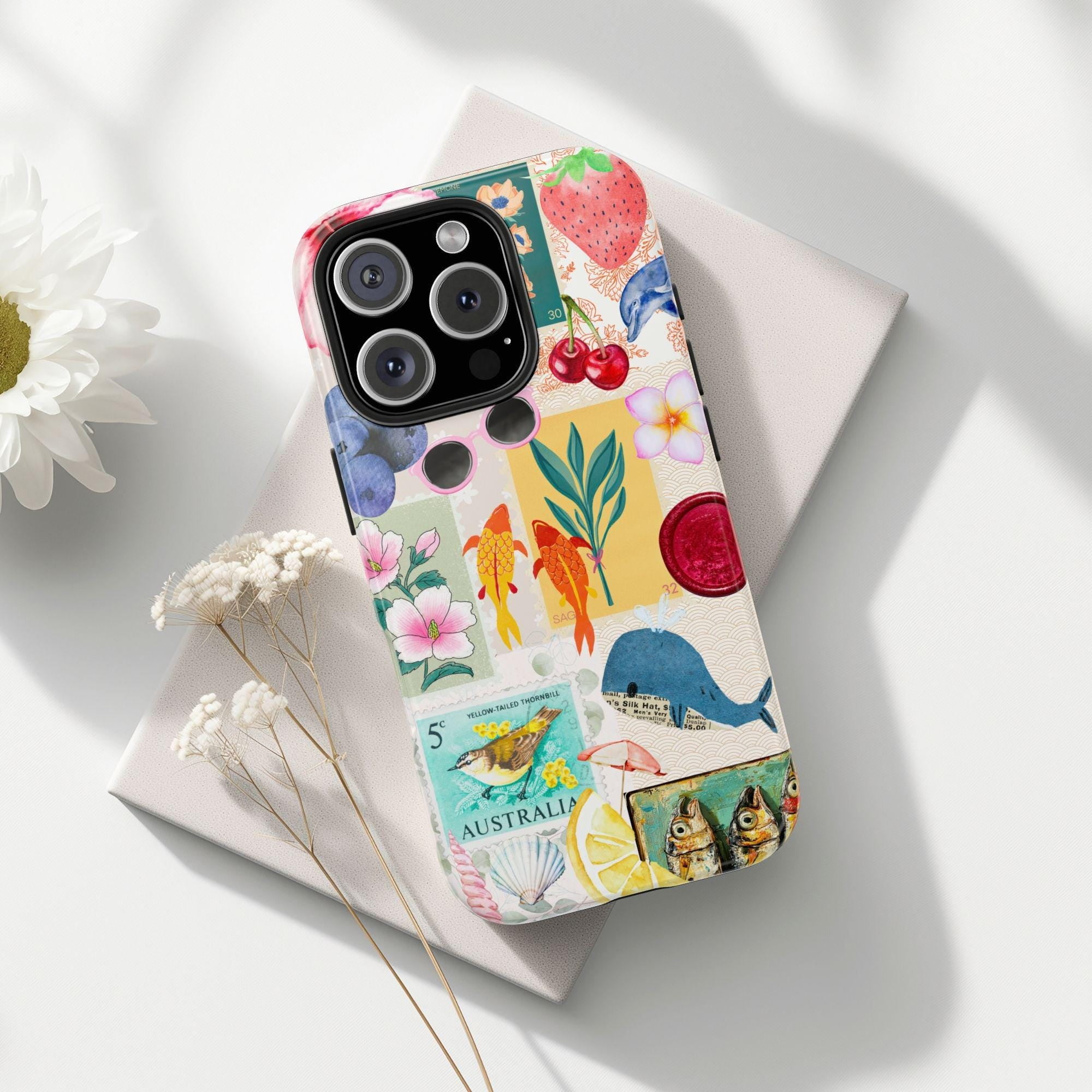 Floral Beachy Summer Travel Collage Phone Case with iPhone 17 to 11 Pro ...