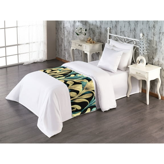 Floral Design Bed Runner, Japan Inspired Simple Design Modern Flowers ...