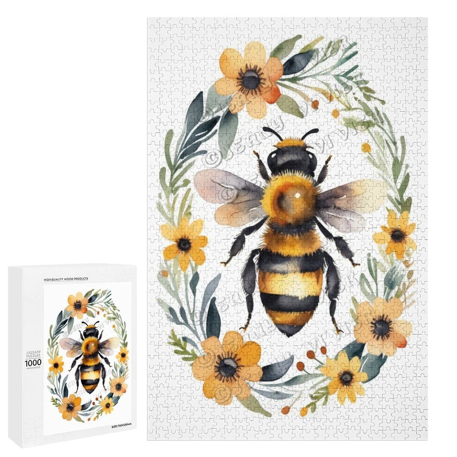 Floral Bee 1000 Piece Puzzles for Adults and Kids Wooden Wall Art ...