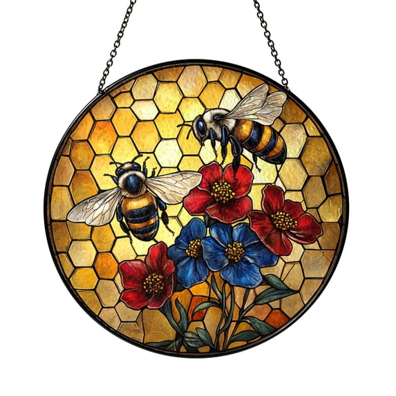 Floral Bee Round Window Hanging Art - Walmart.com