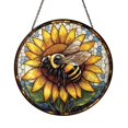 Floral Bee Stained Glass Style Panel – Decorative Window Art - Walmart.com