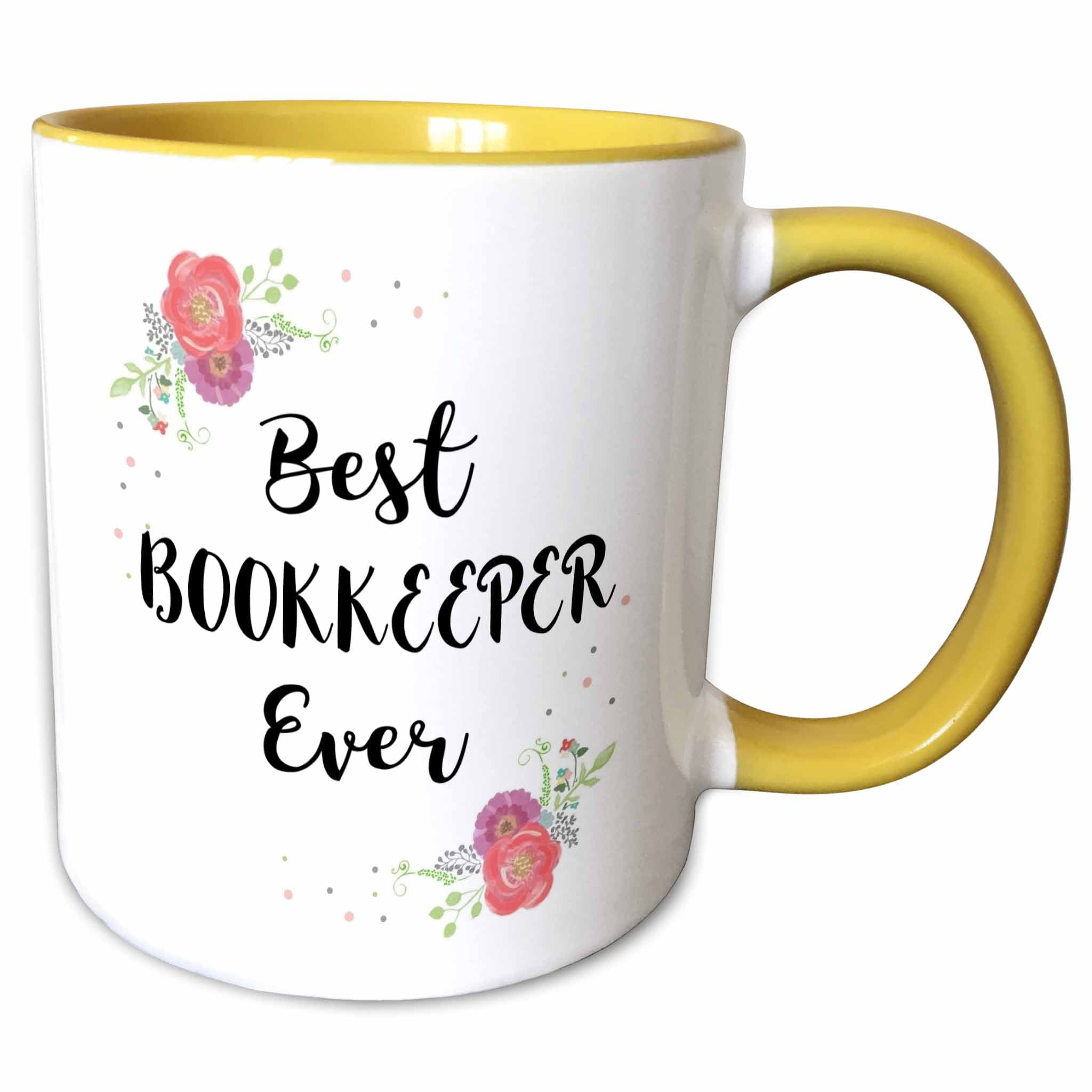 3drose, Floral Best Bookkeeper Ever Watercolor Pink Flowers Book Keeper ...