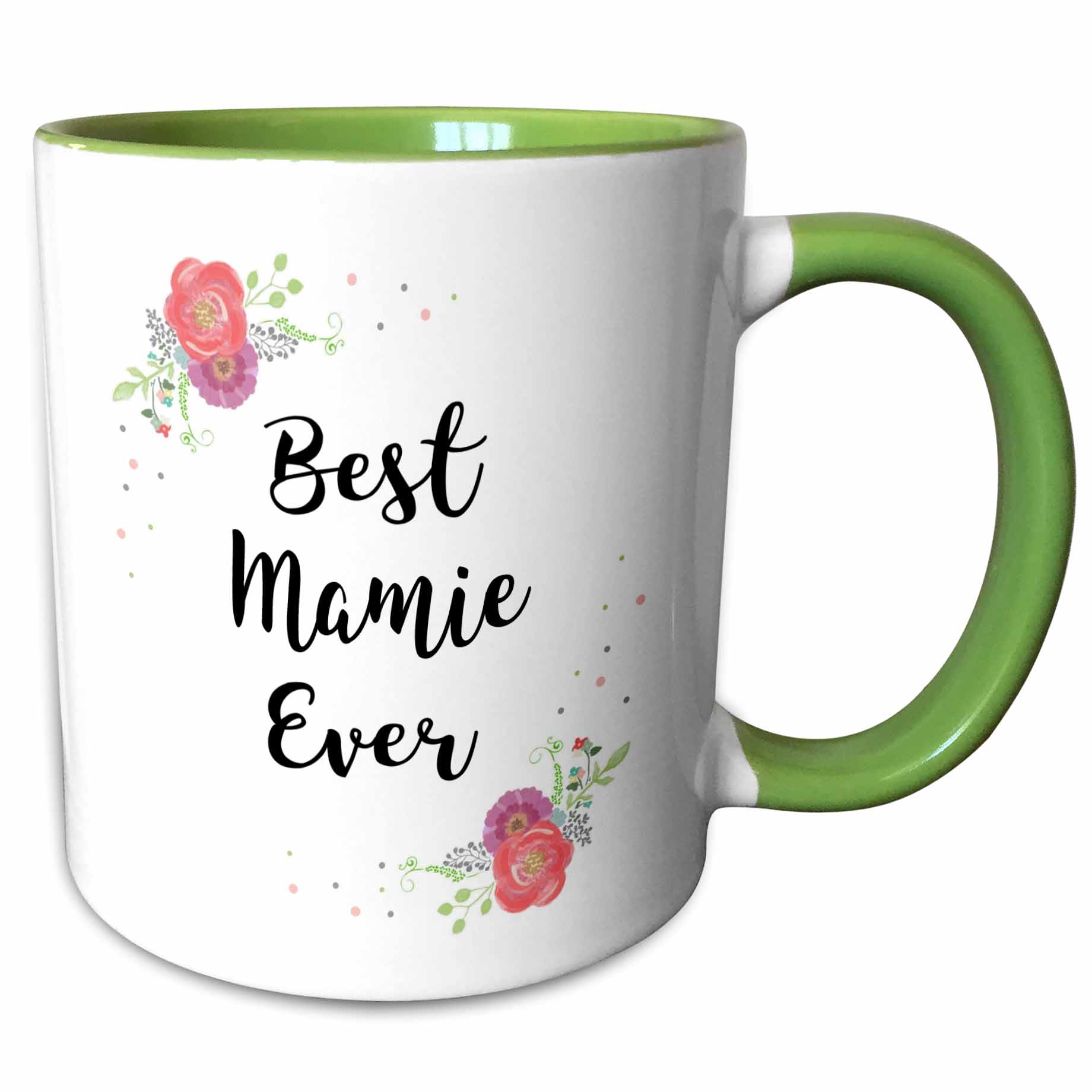 3drose, Floral Best Mamie Ever Pretty Watercolor Pink Flowers Grandma ...