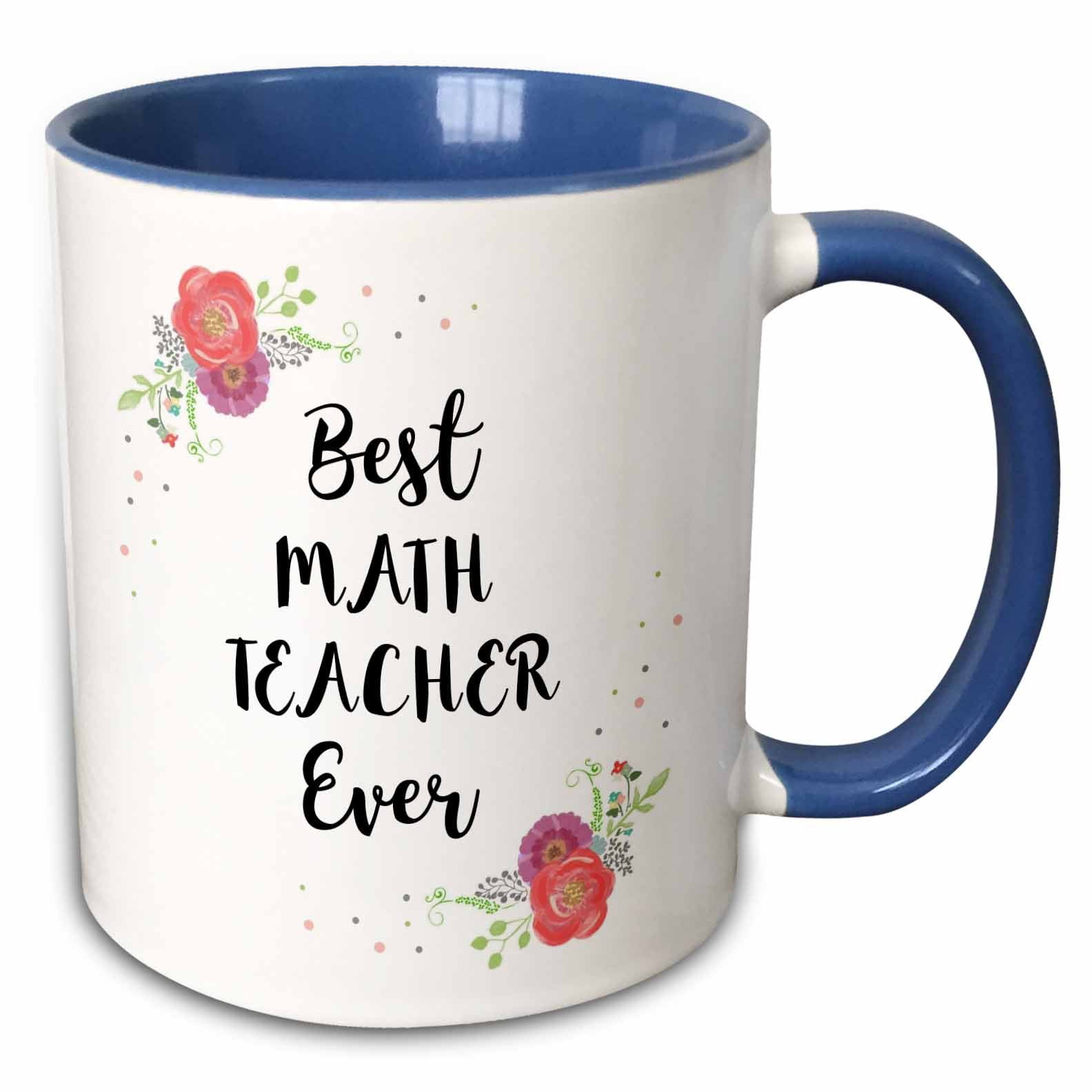 3drose, Floral Best Math Teacher Ever Watercolor Pink Flowers School ...
