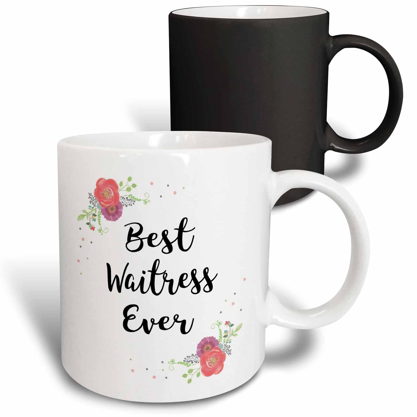 3drose, Floral Best Waitress Ever Watercolor Pink Flowers - Waiter Work ...