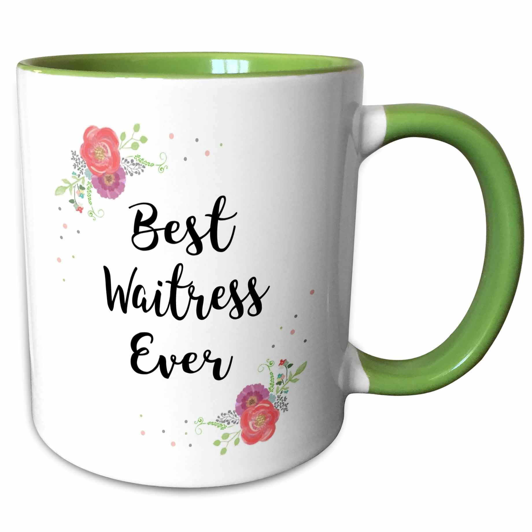 3drose, Floral Best Waitress Ever Watercolor Pink Flowers - Waiter Work ...