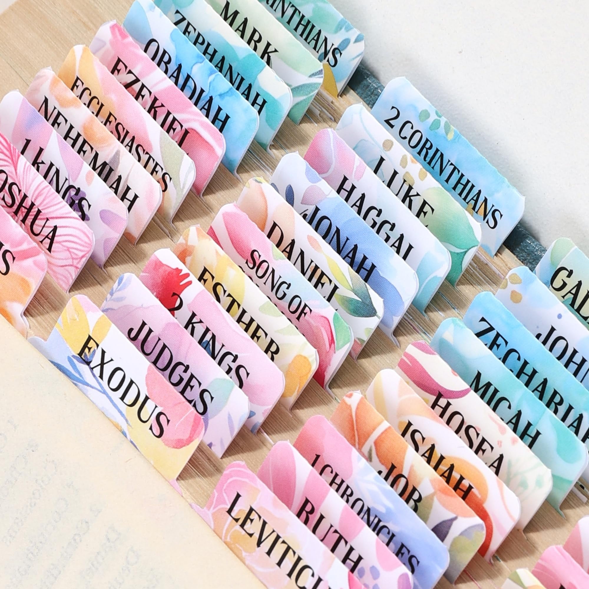 Floral Bible Chapter Tabs, 66 Laminated Labels with Bold Text Plus 39 ...