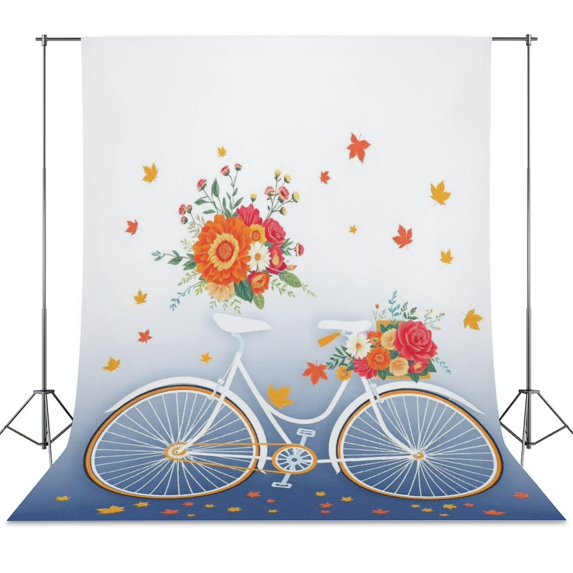 Floral Bicycle Autumn Leaves Photography Backdrops Adult Photostudio ...