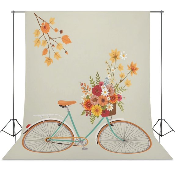 Floral Bicycle Autumn Romance Party Backdrop Birthday Decoration ...