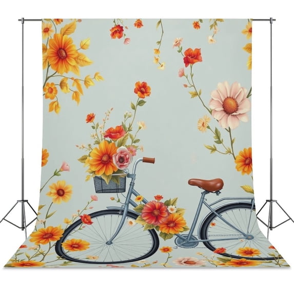 Floral Bicycle Design Party Backdrop Birthday Decoration Backgrounds ...