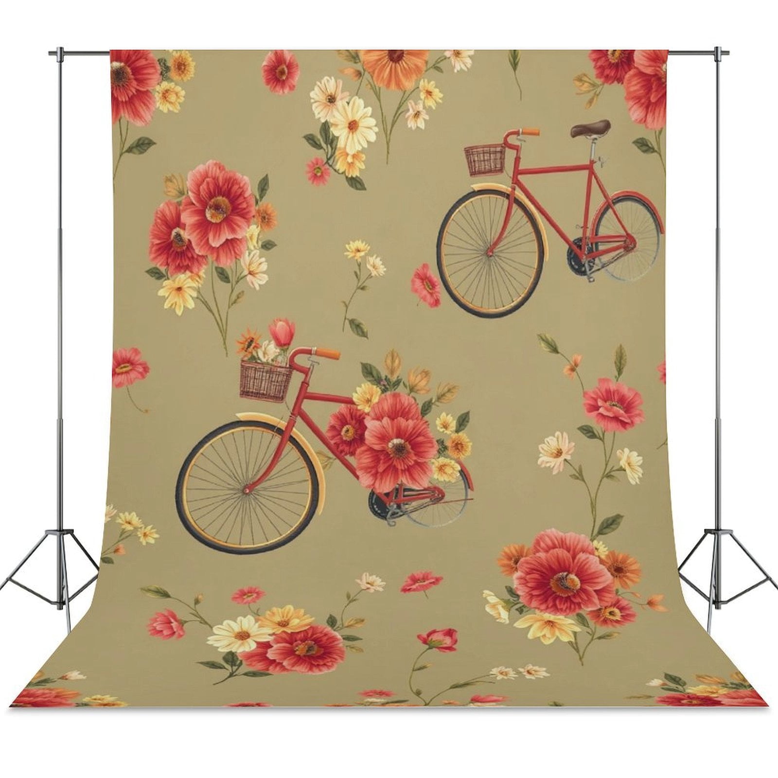Floral Bicycle Pattern Backdrop Baby Shower Newborn Portrait Girl Boy ...