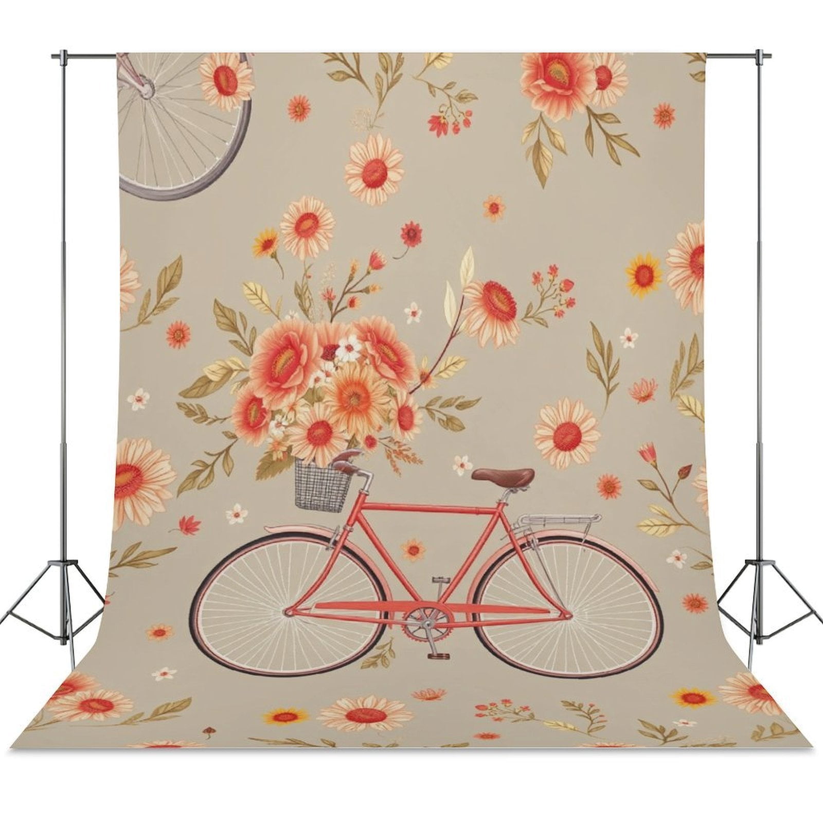 Floral Bicycle Pattern Decorations BackdropPortrait Photography ...