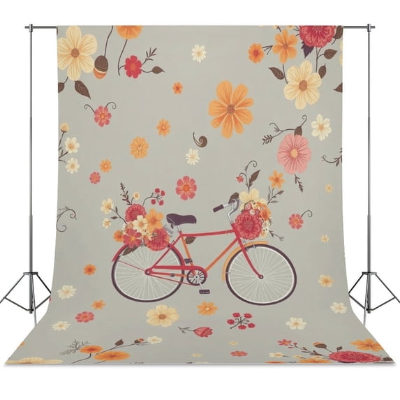 Floral Bicycle Pattern Decorations BackdropPortrait Photography ...