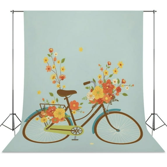 Floral Bicycle Ride Decorations BackdropPortrait Photography Background ...