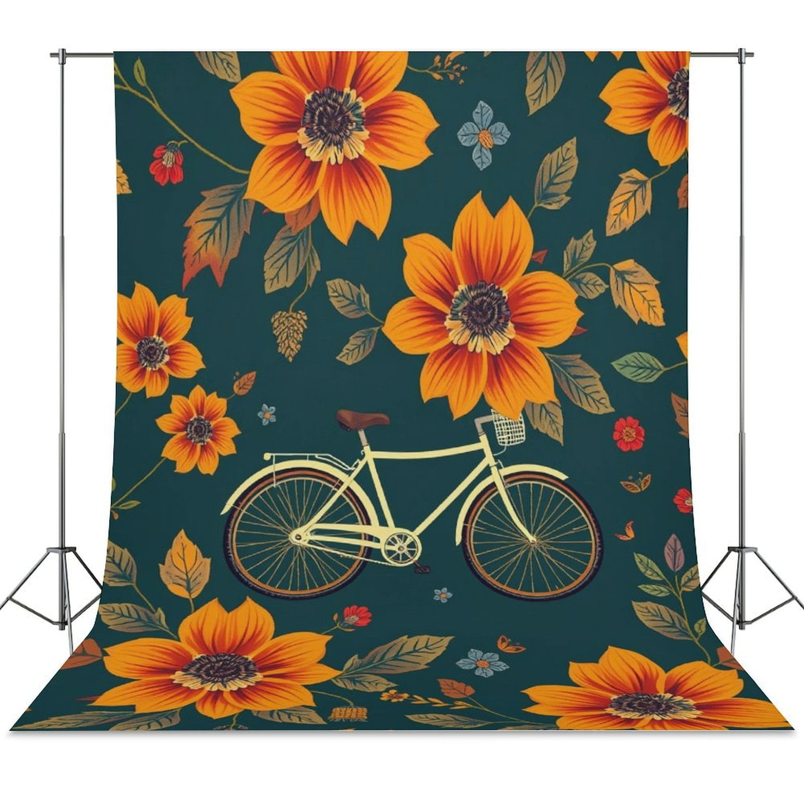 Floral Bike Pattern Backdrop Baby Shower Newborn Portrait Girl Boy ...