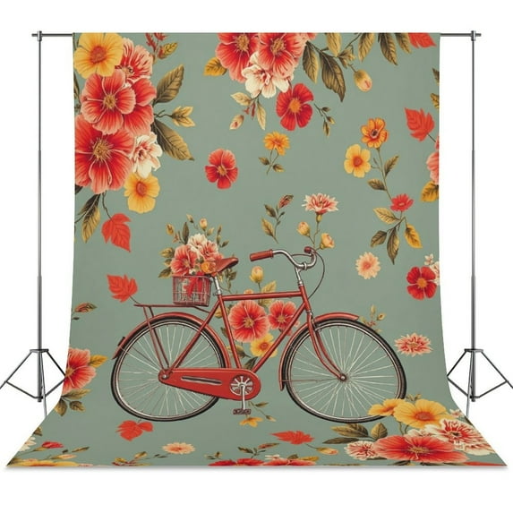 Floral Bike Pattern Party Backdrop Birthday Decoration Backgrounds for ...