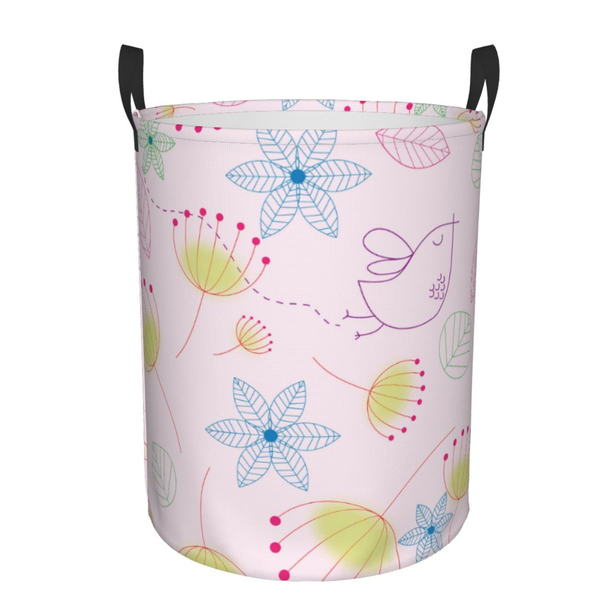 Floral Bird Laundry Basket Organizer Collapsible -Dirty Clothes Hamper ...