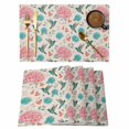 Floral Bird Placemats Set of 4, Summer Spring Hydrangea Hummingbird ...