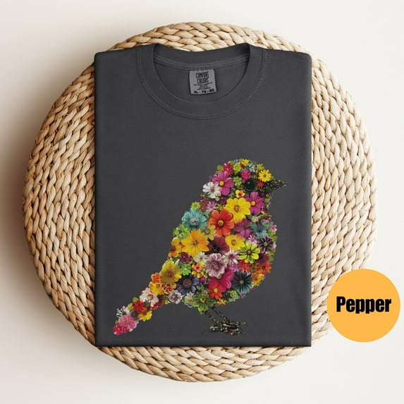 Floral Bird Shirt Bird Lover Gift Nature Floral T-Shirt Watercolor ...
