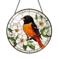 Floral Bird Stained Glass Style Suncatcher Window Decor, Oriole Art ...