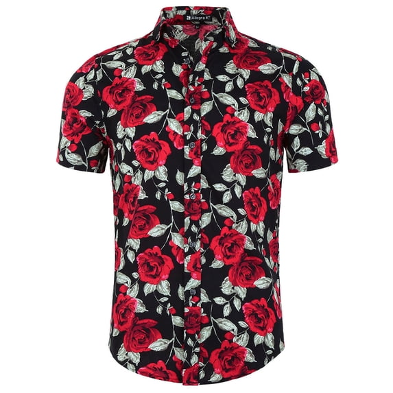 Floral Black Amazing Design Hawaiian Shirt - Walmart.com