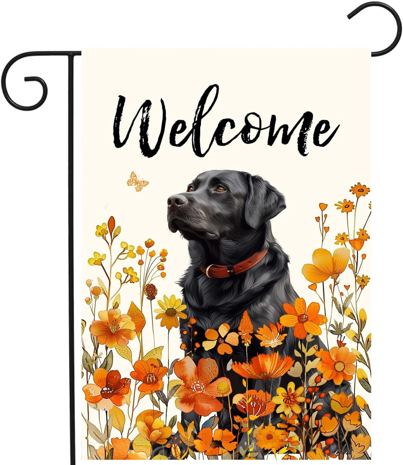 Floral Black Lab Garden Flag Fall Yard Flag Wildflower Labrador Dog ...