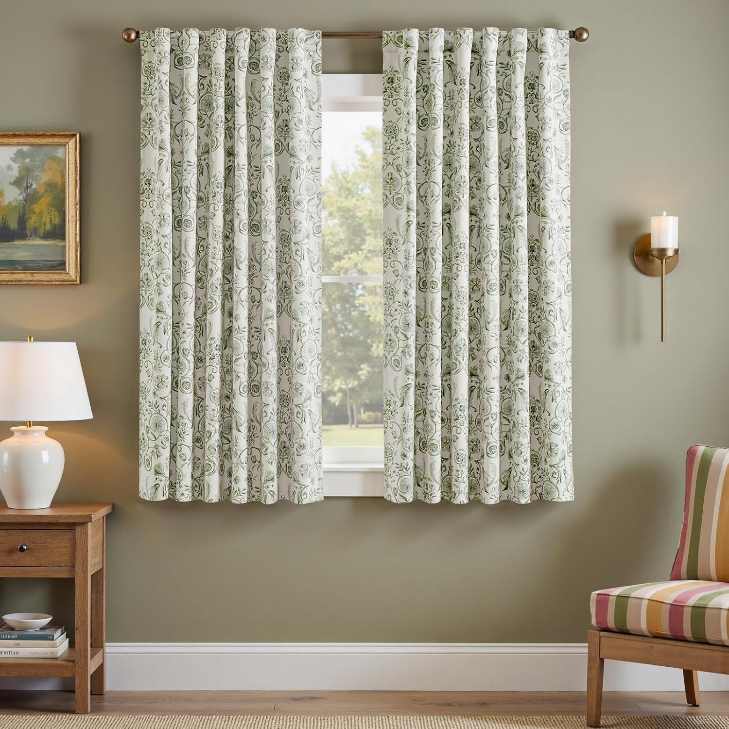 Floral Blackout Curtains, Farmhouse Style, Room Darkening Vintage, Rod ...