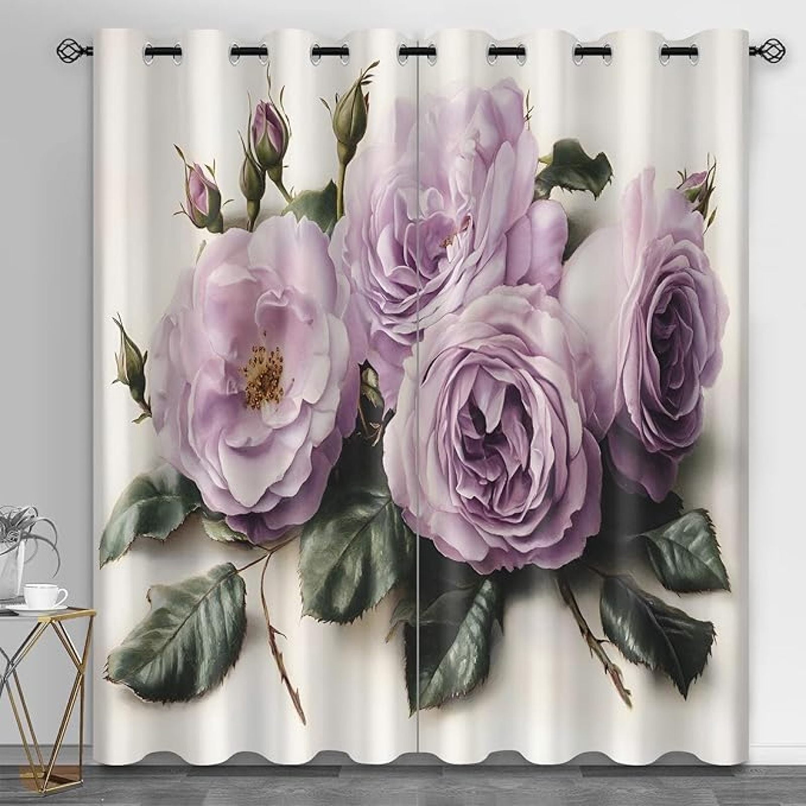 Floral Blackout Curtains For Girls Boys Home Decor, Purple Floral ...