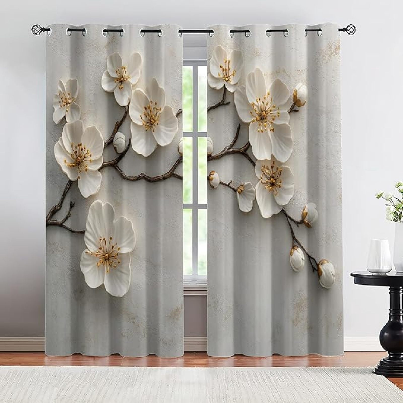 Floral Blackout Curtains For Girls Boys Home Decor, Relief Floral ...