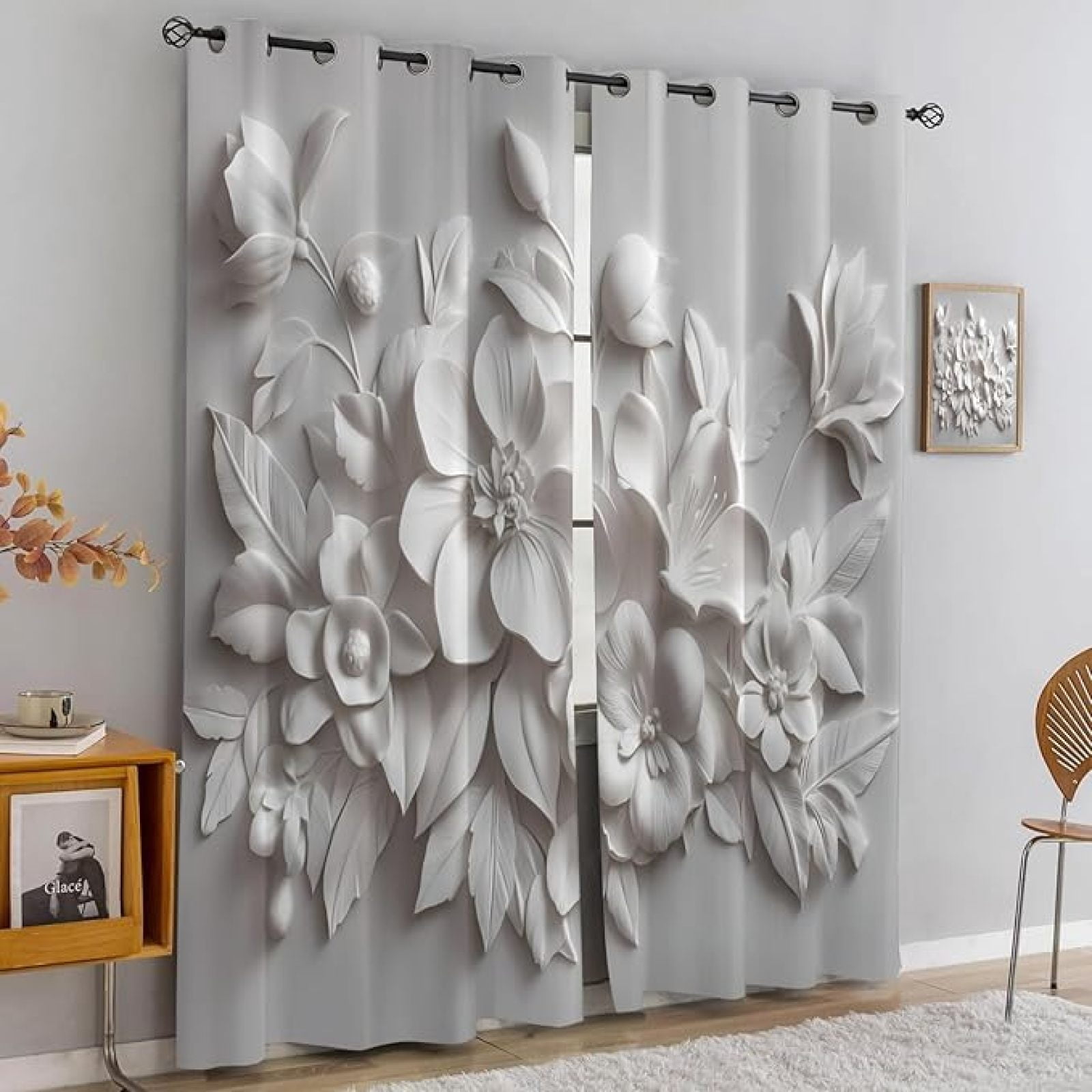 Floral Blackout Curtains For Girls Boys Home Decor, Relief Floral ...