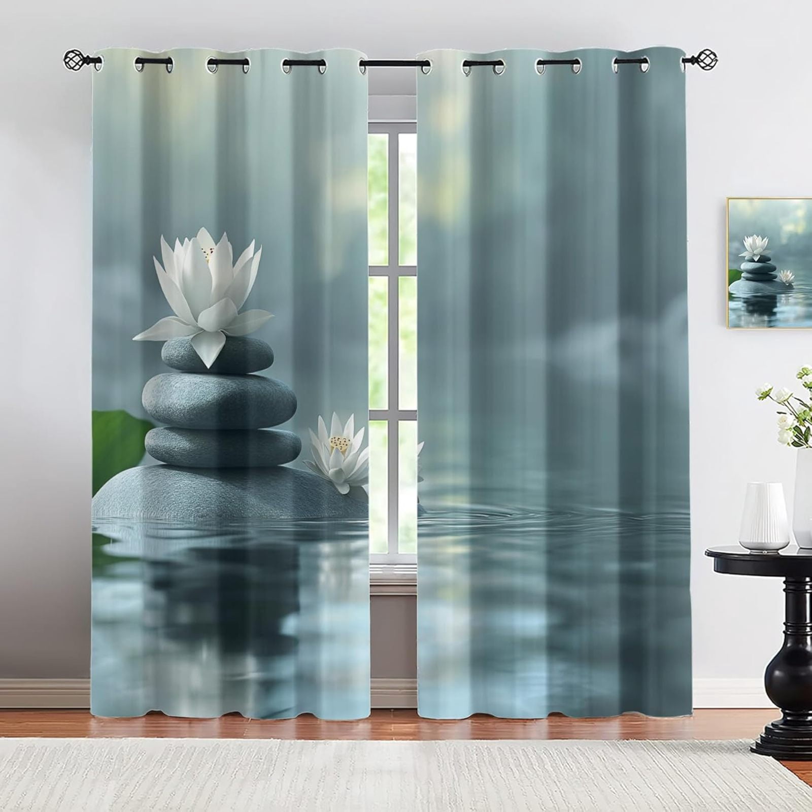 Floral Blackout Curtains For Girls Boys Home Decor, Zen Stone Floral ...