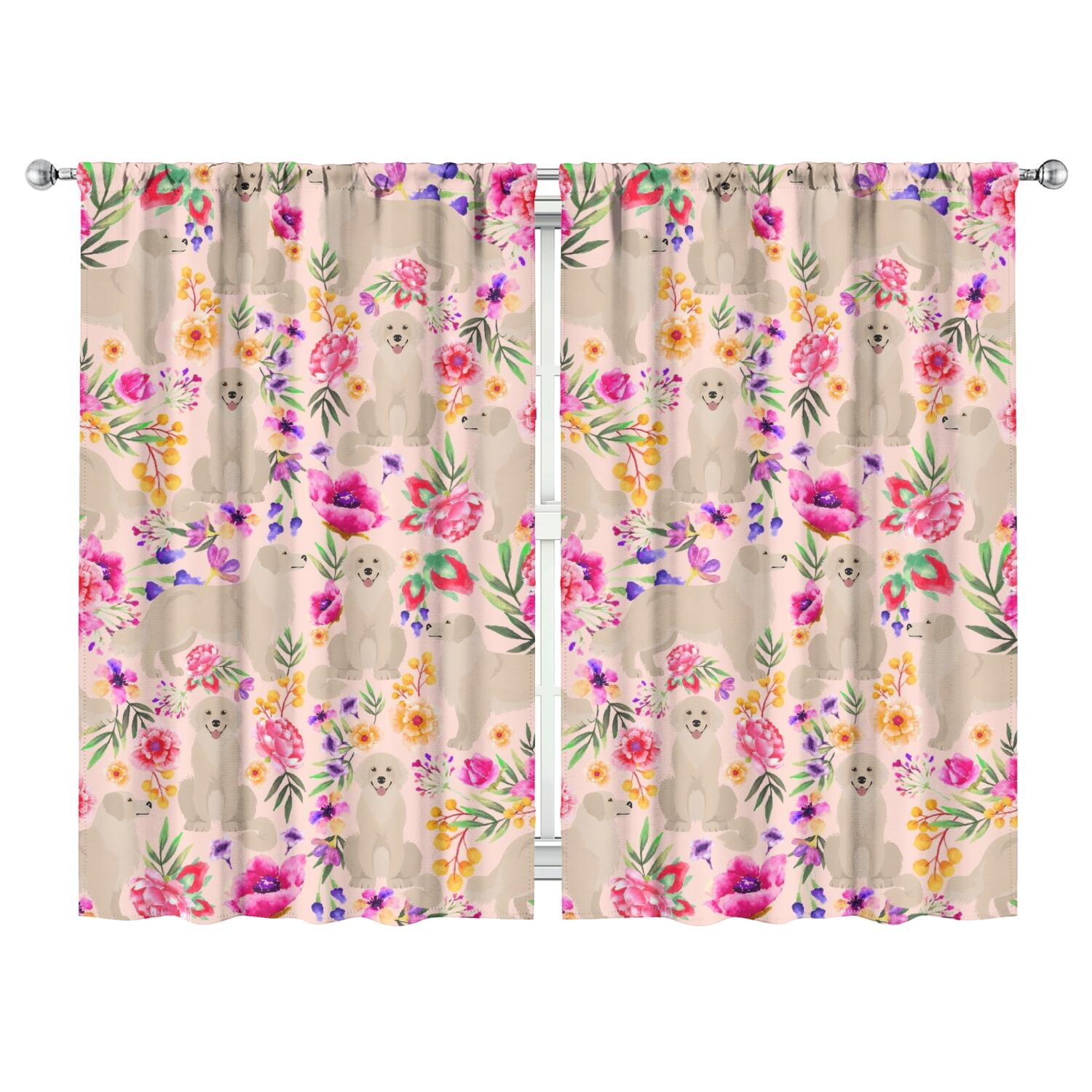 Floral Blackout Drapes 52x84 Inch Rod Pocket 2 Panels, Nature-Inspired Design for Peaceful ...