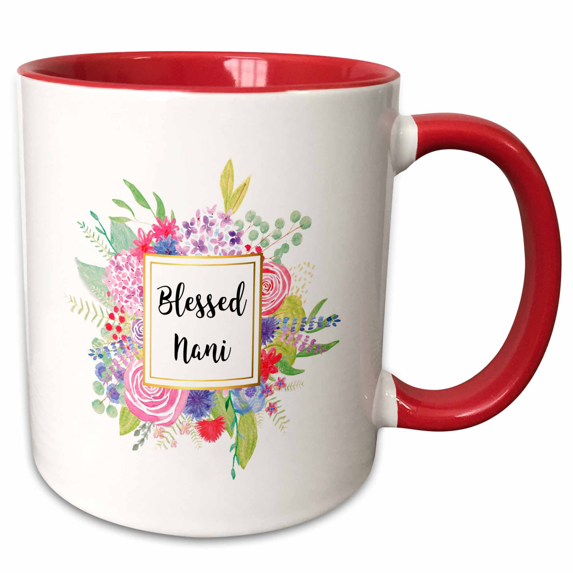 3drose, Floral Blessed Nani Pretty Watercolor Pink Flowers Grandma Love ...